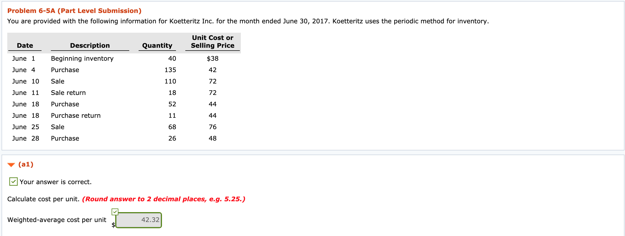 Solved Problem 6-5A (Part Level Submission) You are provided | Chegg.com