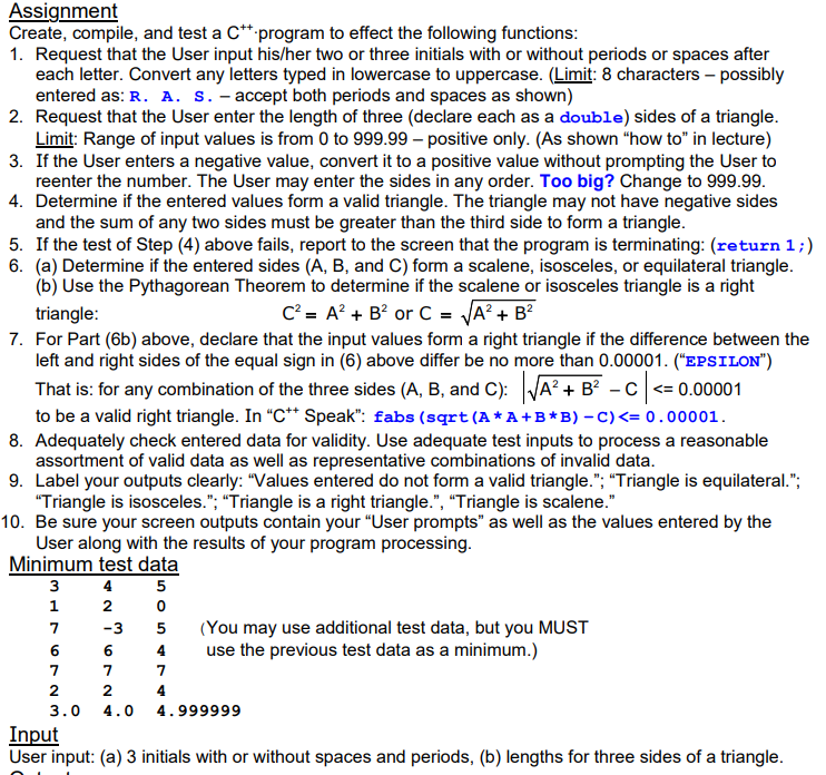 Solved Assignment Create, compile, and test a C++ program to | Chegg.com