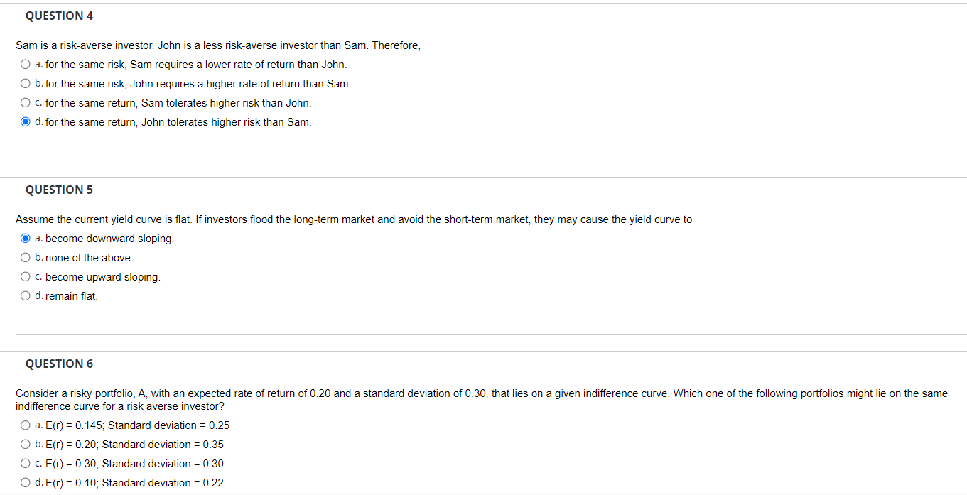 Solved Sam is a risk-averse investor. John is a less | Chegg.com