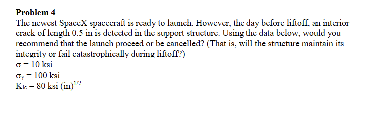 Solved Problem 4 The newest SpaceX spacecraft is ready to | Chegg.com