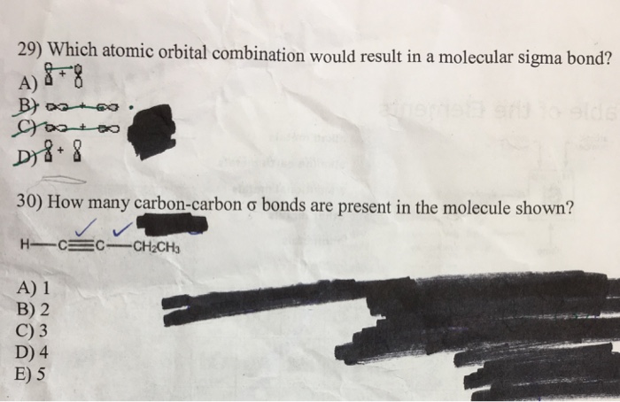 Solved 29) Which atomic orbital combination would result in | Chegg.com