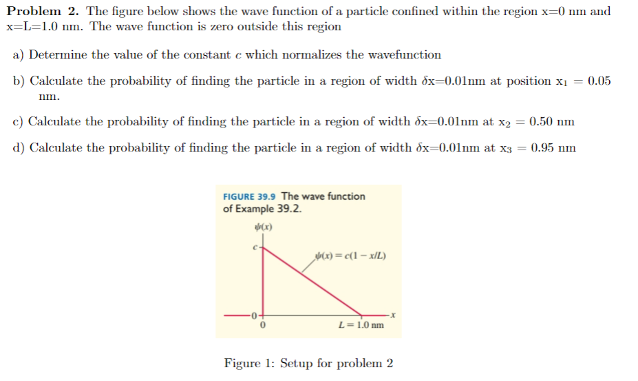 Solved Problem 2. ﻿The figure below shows the wave function | Chegg.com