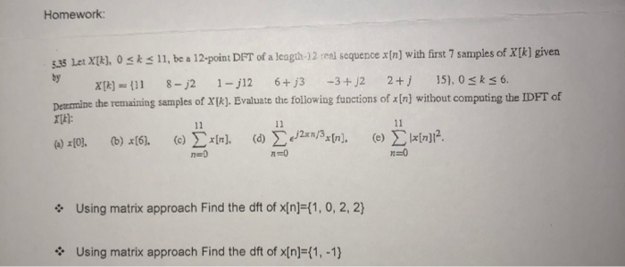 Solved Homework: k 11, be a 12-point DFT of a length-) 2 tml | Chegg.com