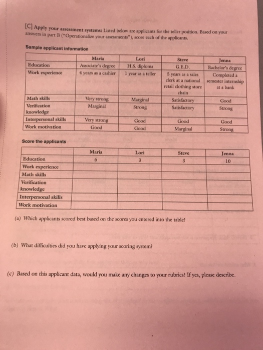Solved [C] Apply answers in part B ("Operationalize your | Chegg.com