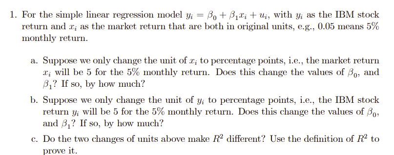 Solved For the simple linear regression model yi=β0+β1xi+ui, | Chegg.com