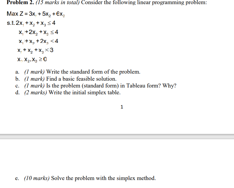 Solved Problem 2. (15 marks in total) Consider the following | Chegg.com