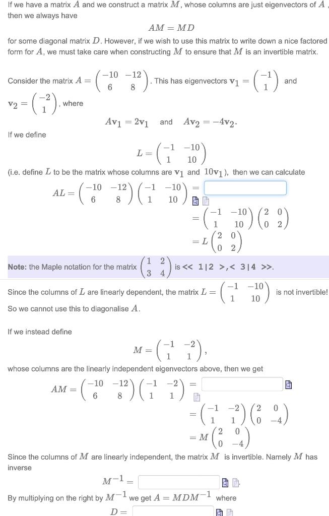 Solved If we have a matrix A and we construct a matrix M, | Chegg.com