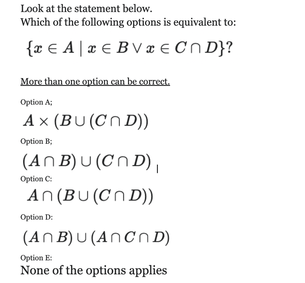 Solved Look at the statement below. Which of the following | Chegg.com