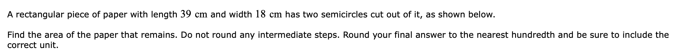 Solved A rectangular piece of paper with length 39cm and | Chegg.com