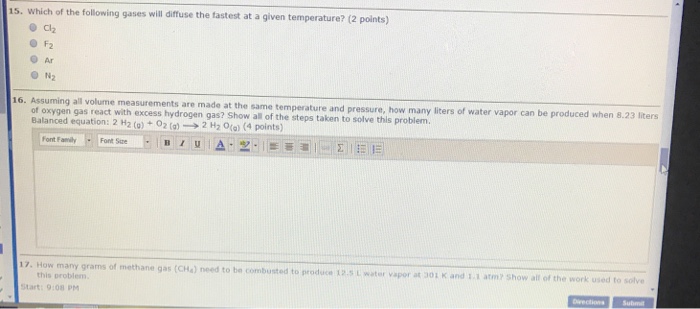 Solved 15. Which of the following gases will diffuse the | Chegg.com