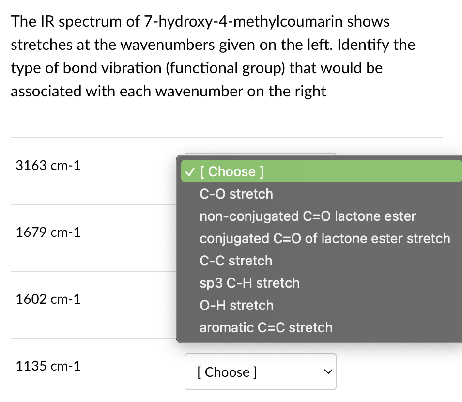 Solved The IR spectrum of 7-hydroxy-4-methylcoumarin shows | Chegg.com