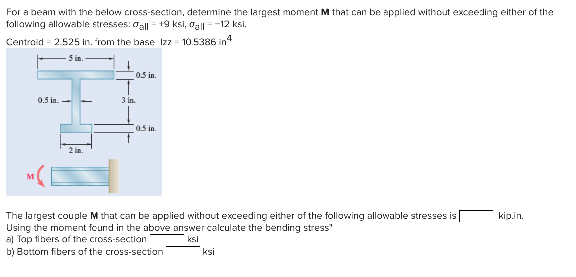 Solved For a beam with the below cross-section, determine | Chegg.com