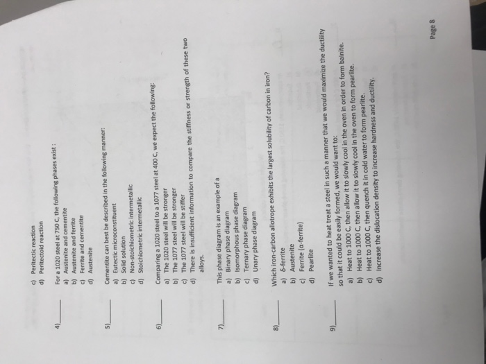 Solved SECTION 3A-MULTIPLE CHOICE. questions Use the phase | Chegg.com