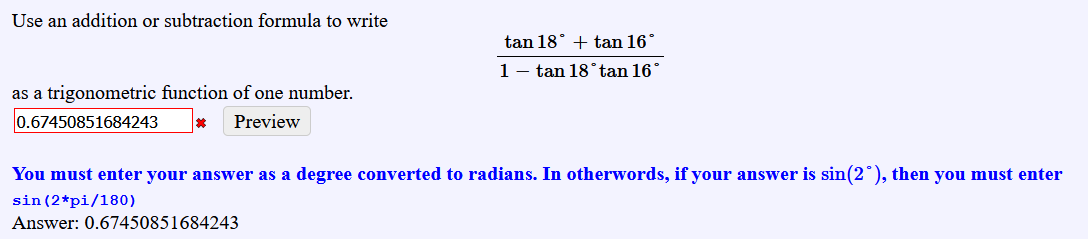Solved Use an addition or substraction formula to write | Chegg.com