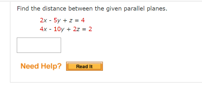 Solved Find the distance between the given parallel planes. | Chegg.com