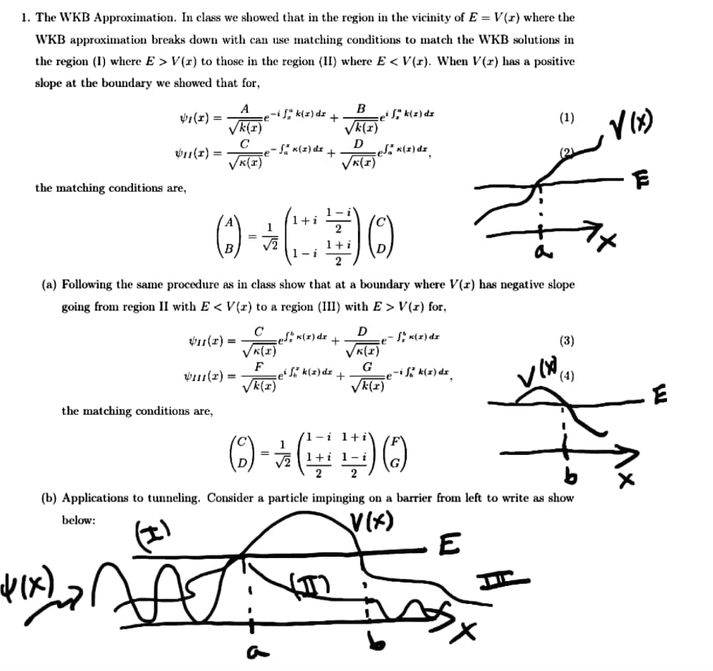 1. The WKB Approximation. In class we showed that in | Chegg.com