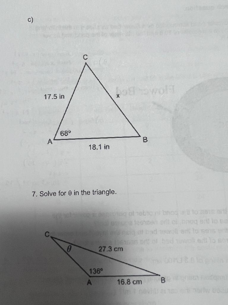 Solved 7. Solve for θ in the triangle. | Chegg.com