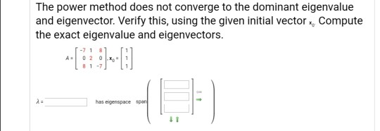 Solved The power method does not converge to the dominant | Chegg.com