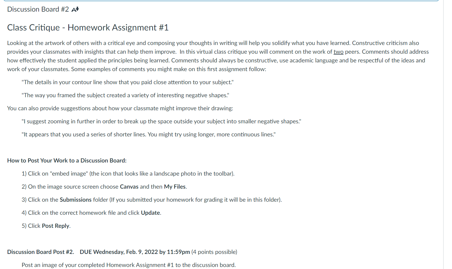 Discussion Board #2 A Class Critique - Homework | Chegg.com