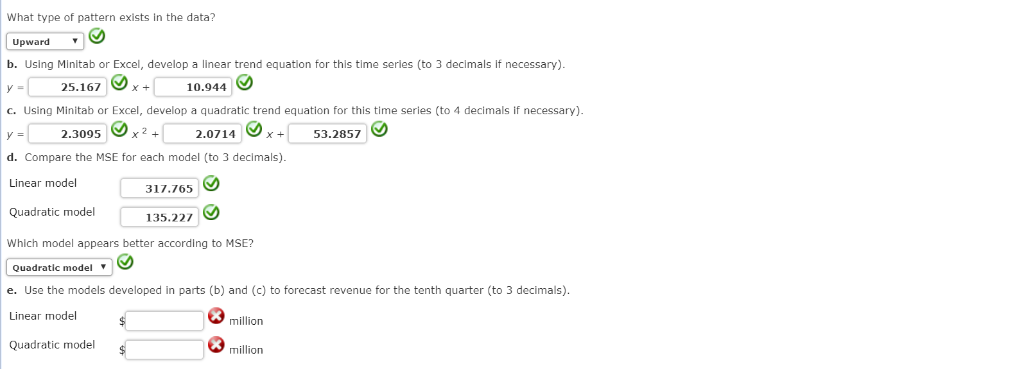 Solved What type of pattern exists in the data? Upward b. | Chegg.com