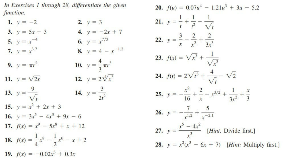 Solved In Exercises 1 through 28, differentiate the given | Chegg.com