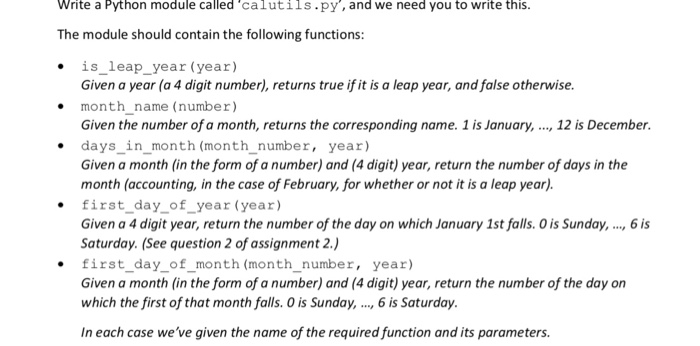 Solved Write a Python module called calutils.py, and we need | Chegg.com