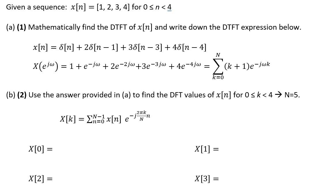 Solved Given A Sequence X N 1234 For 0≤n 