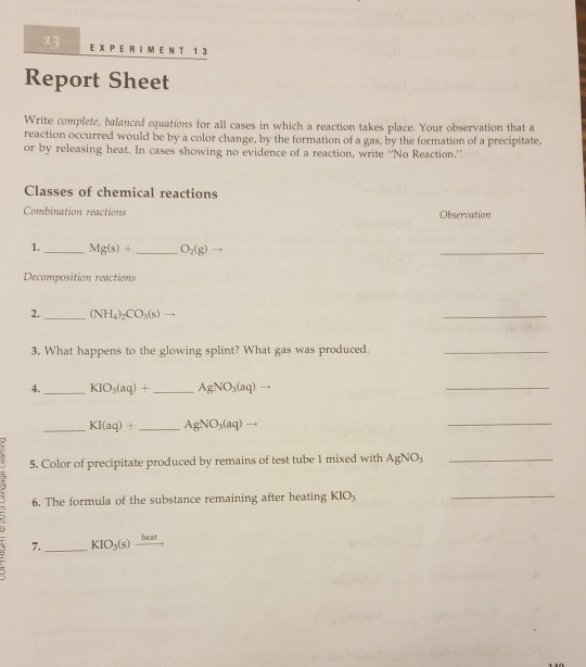 Solved 13 EXPERIMENT 13 Report Sheet Write complete, | Chegg.com
