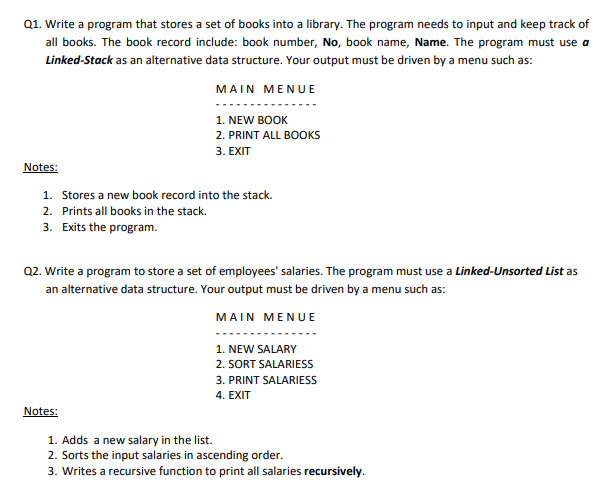 Solved Q1. Write a program that stores a set of books into a | Chegg.com