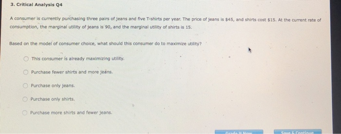 Solved 3. Critical Analysis Q4 A consumer is currently | Chegg.com