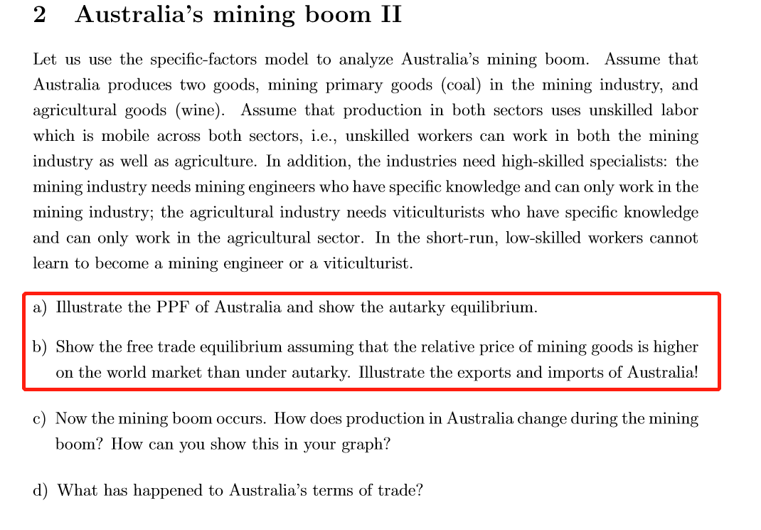 Solved 2 Australia's mining boom II Let us use the | Chegg.com