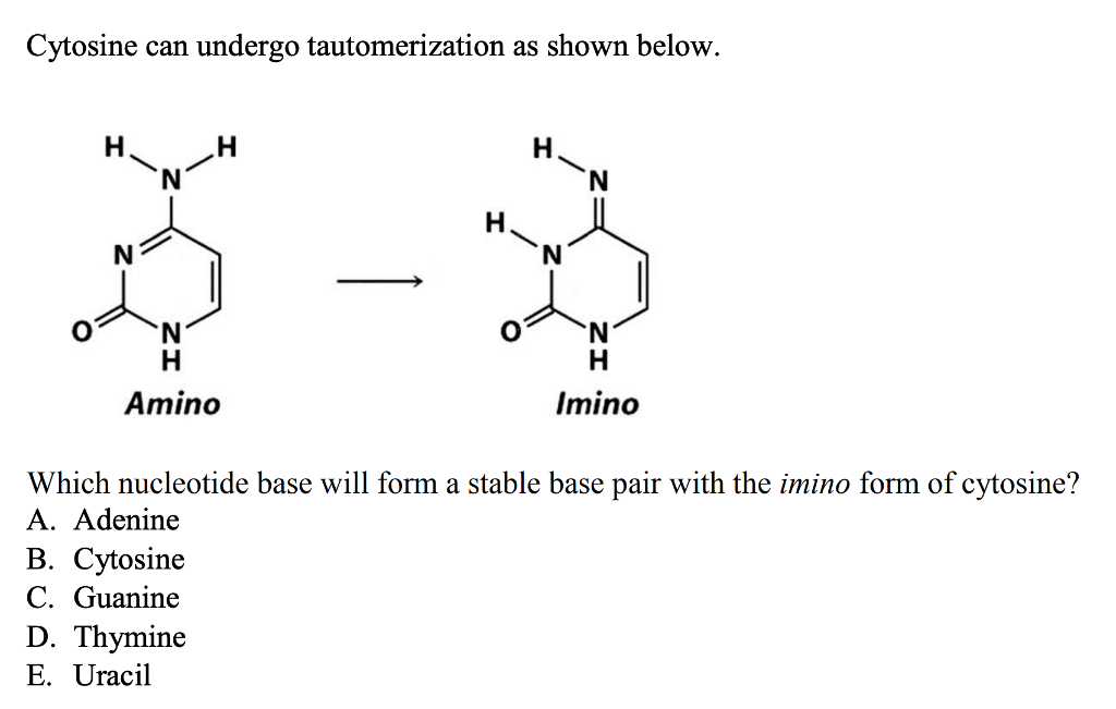 Solved Cytosine can undergo tautomerization as shown below | Chegg.com