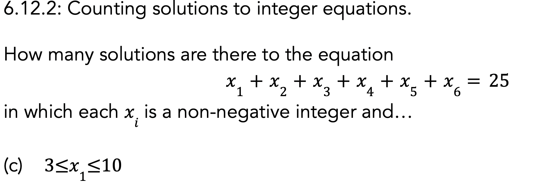 Solved 6.12.2: Counting solutions to integer equations.How | Chegg.com