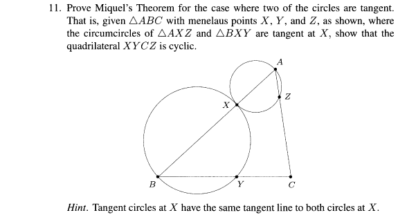 Solved 11. Prove Miquel's Theorem for the case where two of | Chegg.com
