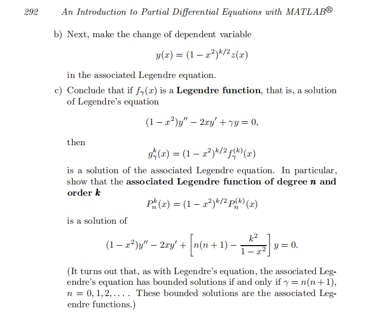 Solved 5. The associated Legendre equation, again, is k2 [(1 | Chegg.com