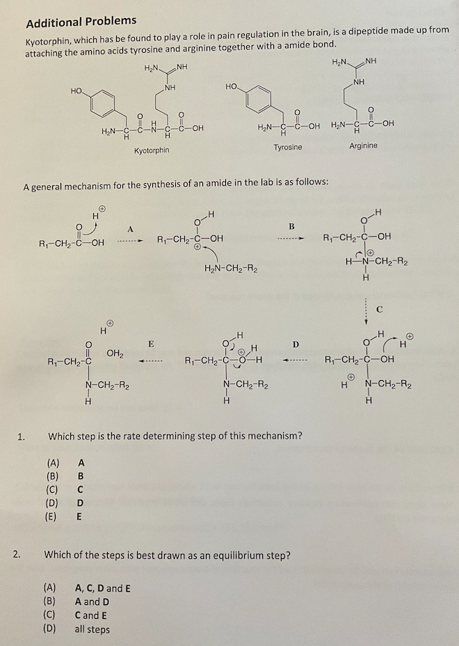 Solved Additional Problems Kyotorphin, which has be found to | Chegg.com