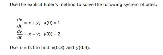 Solved Use the explicit Euler's method to solve the | Chegg.com