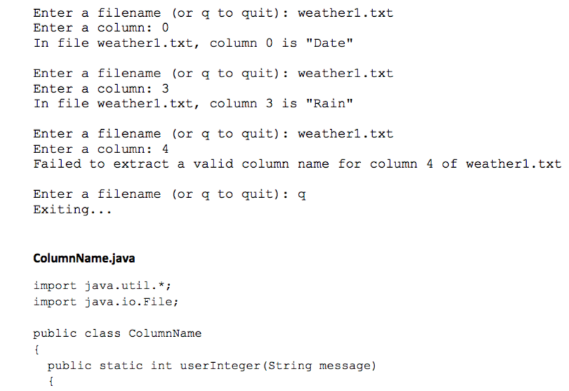 Solved Task 3 (15 pts.) File ColumnName.java given below | Chegg.com