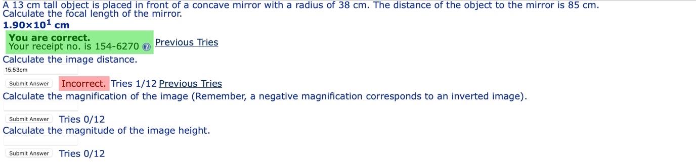 Solved A 13 cm tall object is placed in front of a concave | Chegg.com