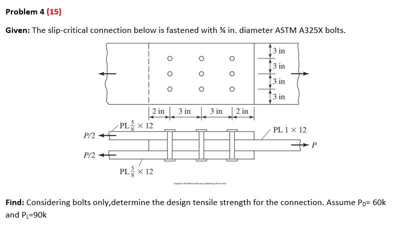 Solved Problem 4 (15) Given: The slip-critical connection | Chegg.com