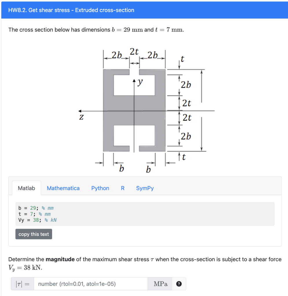 Solved The cross section below has dimensions b=29 mm and | Chegg.com