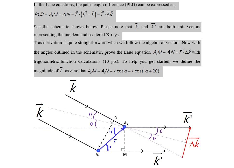 Solved In the Laue equations, the path-length difference | Chegg.com
