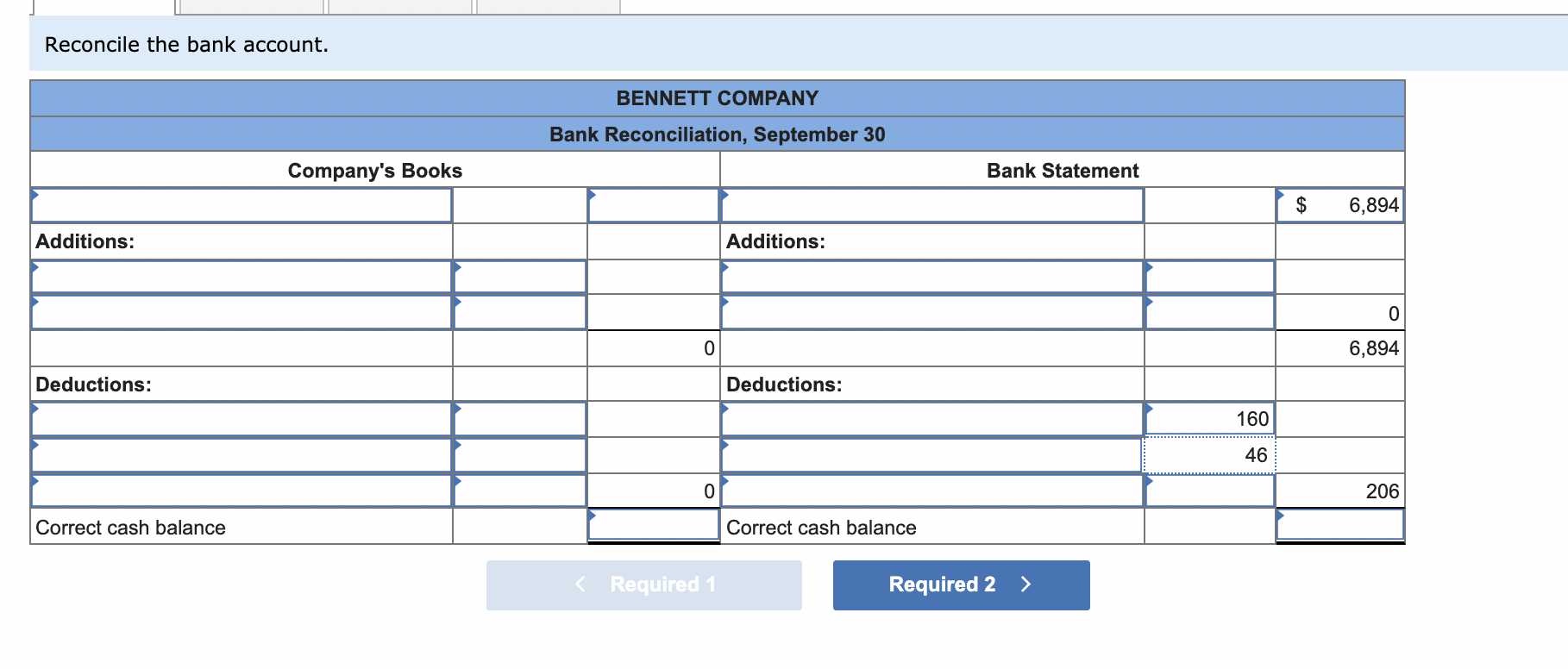 Solved The September 30 bank statement for Bennett Company | Chegg.com