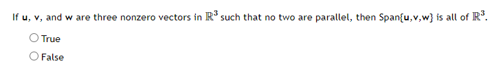 Solved If u,v, and w are three nonzero vectors in R3 such | Chegg.com