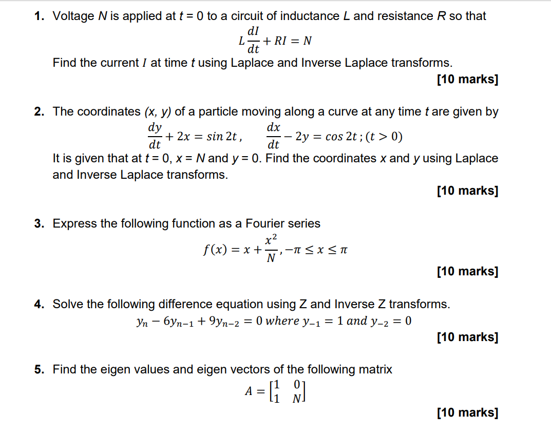 Solved Voltage N ﻿is applied at t=0 ﻿to a circuit of | Chegg.com