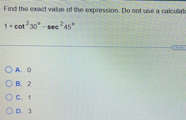 Solved Find the exact value of the expression. Do not use a | Chegg.com