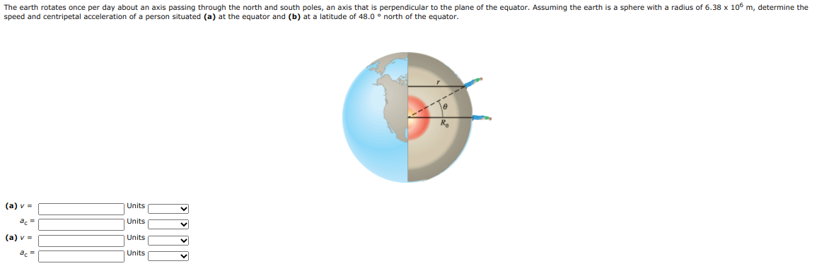Solved The earth rotates once per day about an axis passing | Chegg.com