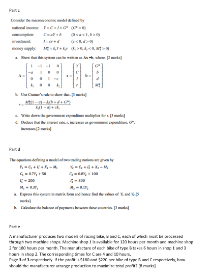 Question two Parta The general linear supply and | Chegg.com