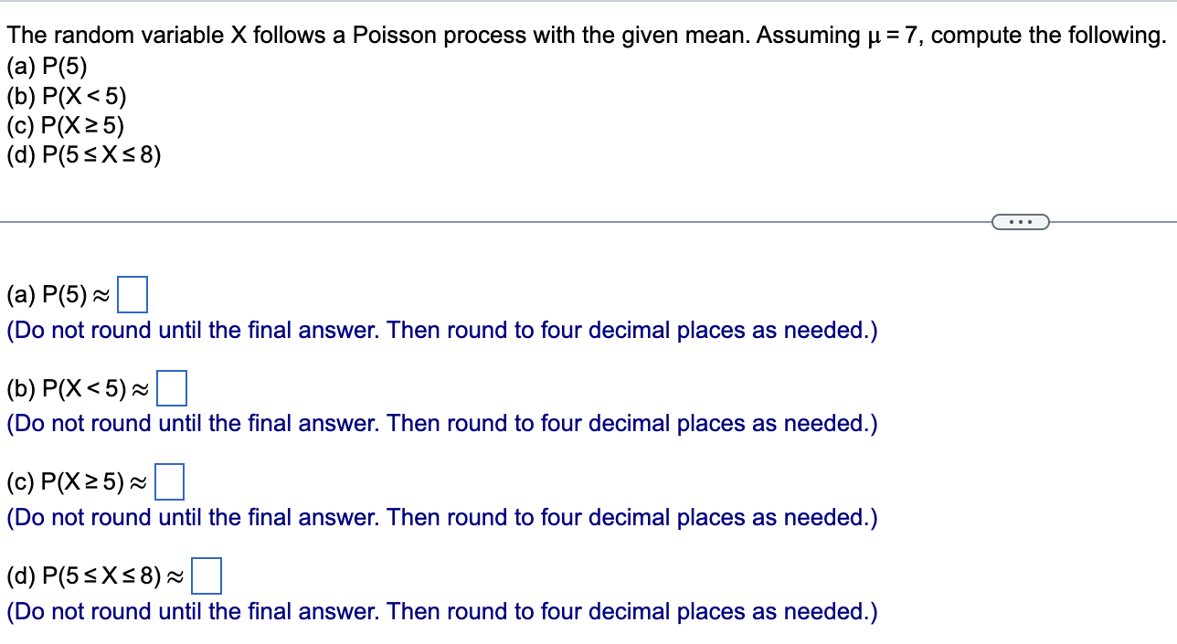 Solved The random variable X follows a Poisson process with | Chegg.com