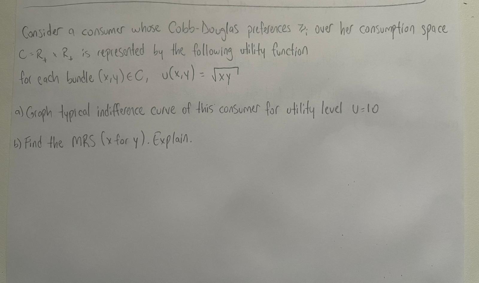 Solved Consider a consumer whose Cobb-Douglas preferences ≥i | Chegg.com